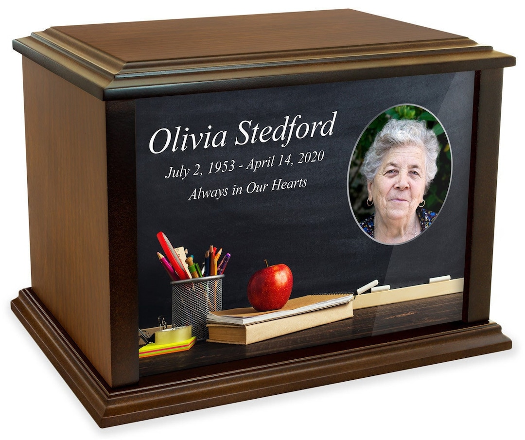 A Teachers Desk Oval Photo Eternal Reflections Wood Cremation Urn - 4 ...