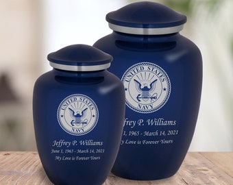 437 Navy Satin Finish Adult Solid Aluminum Cremation Urn, Free Plate - Etsy