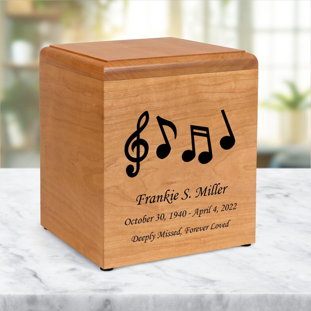 Music Notes Brunswick Solid Cherry Wood Cremation Urn - Etsy