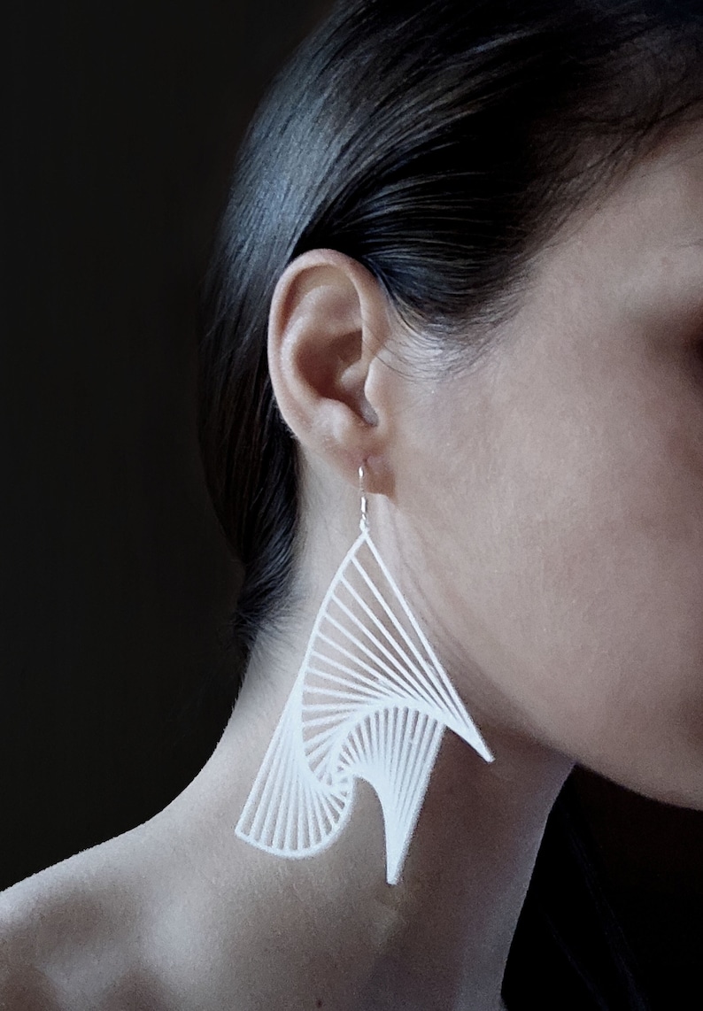 LINES Earrings, 3d Printed, Geometric, Minimal, Lightweight, Art Deco ...