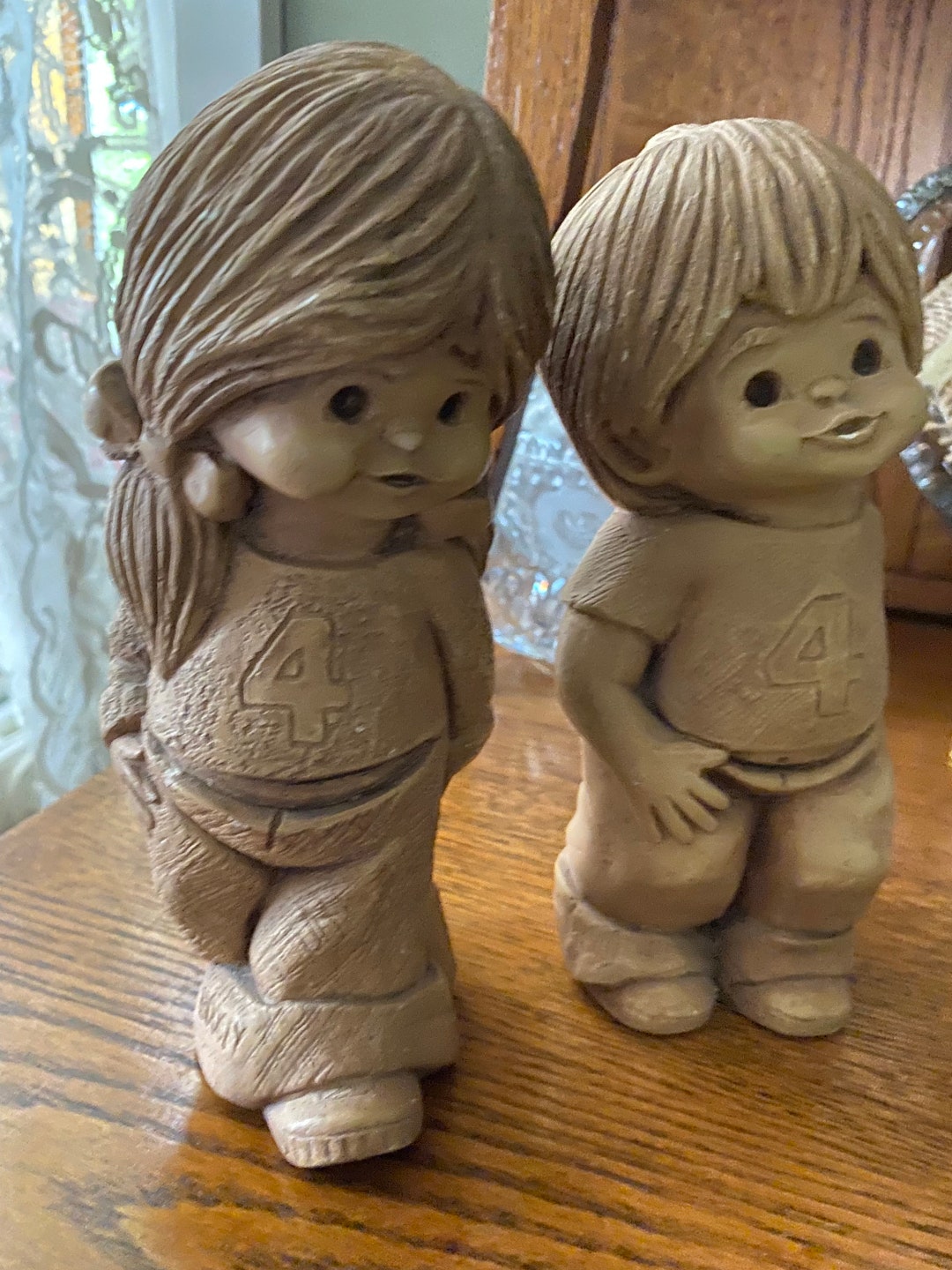 Pair of Boy and Girl Statues Made by Solar Energy/ 7 Tall - Etsy