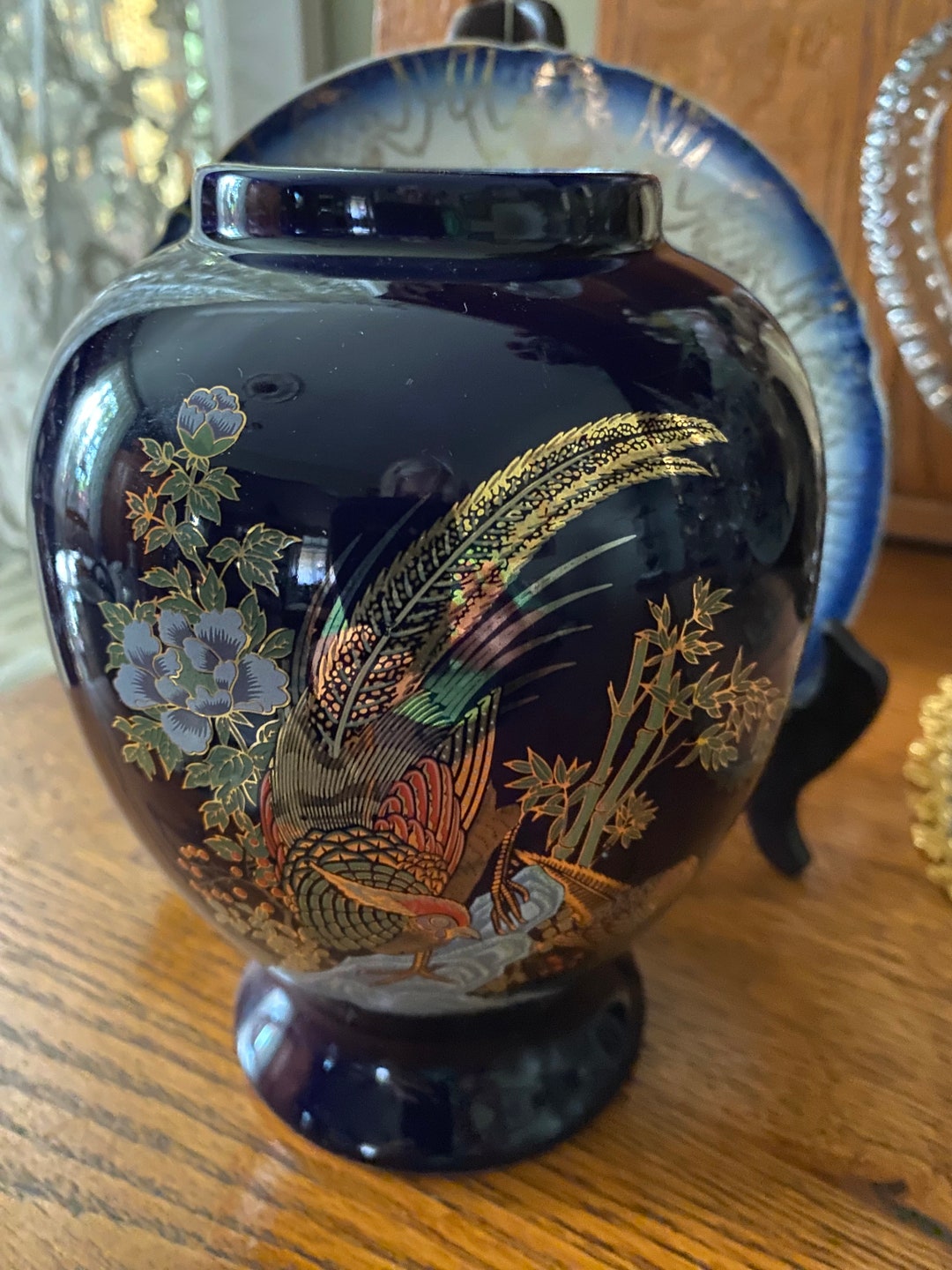 8" Tall Dark Blue Chinese Vase/made in Taiwan/ - Etsy