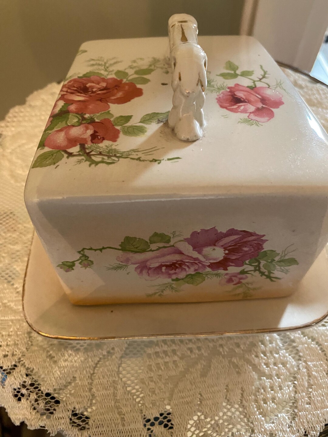 Grim Wade & Winton Stoke and Trebit Cheese Dish With Roses/made in ...