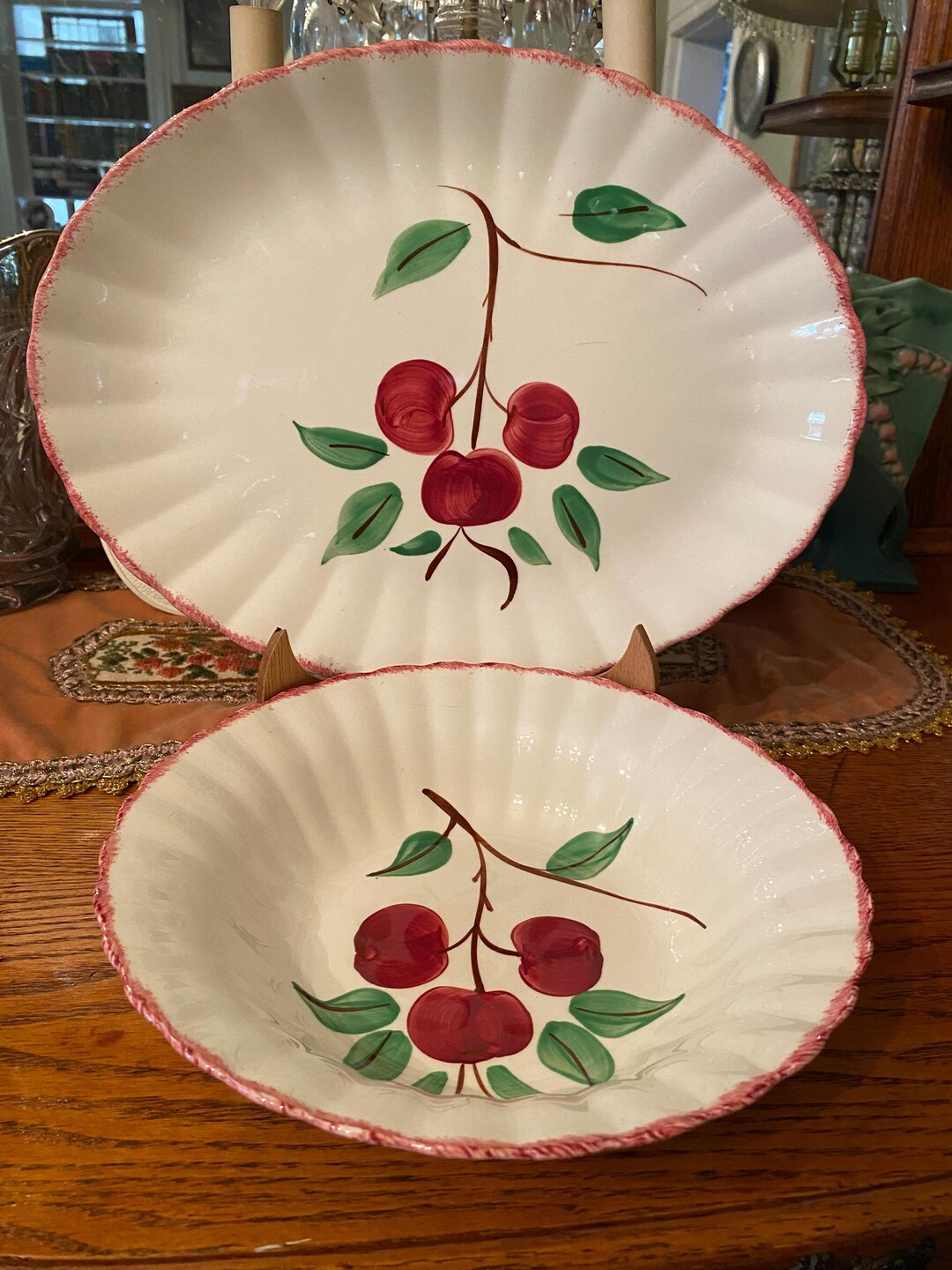 Blue Ridge Pottery Platter and Vegetable Dish, Apple Pattern, Mint ...