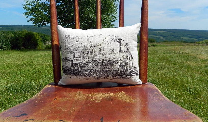 Train Pillow Locomotive Pillow Railroad Decor Train Decor | Etsy