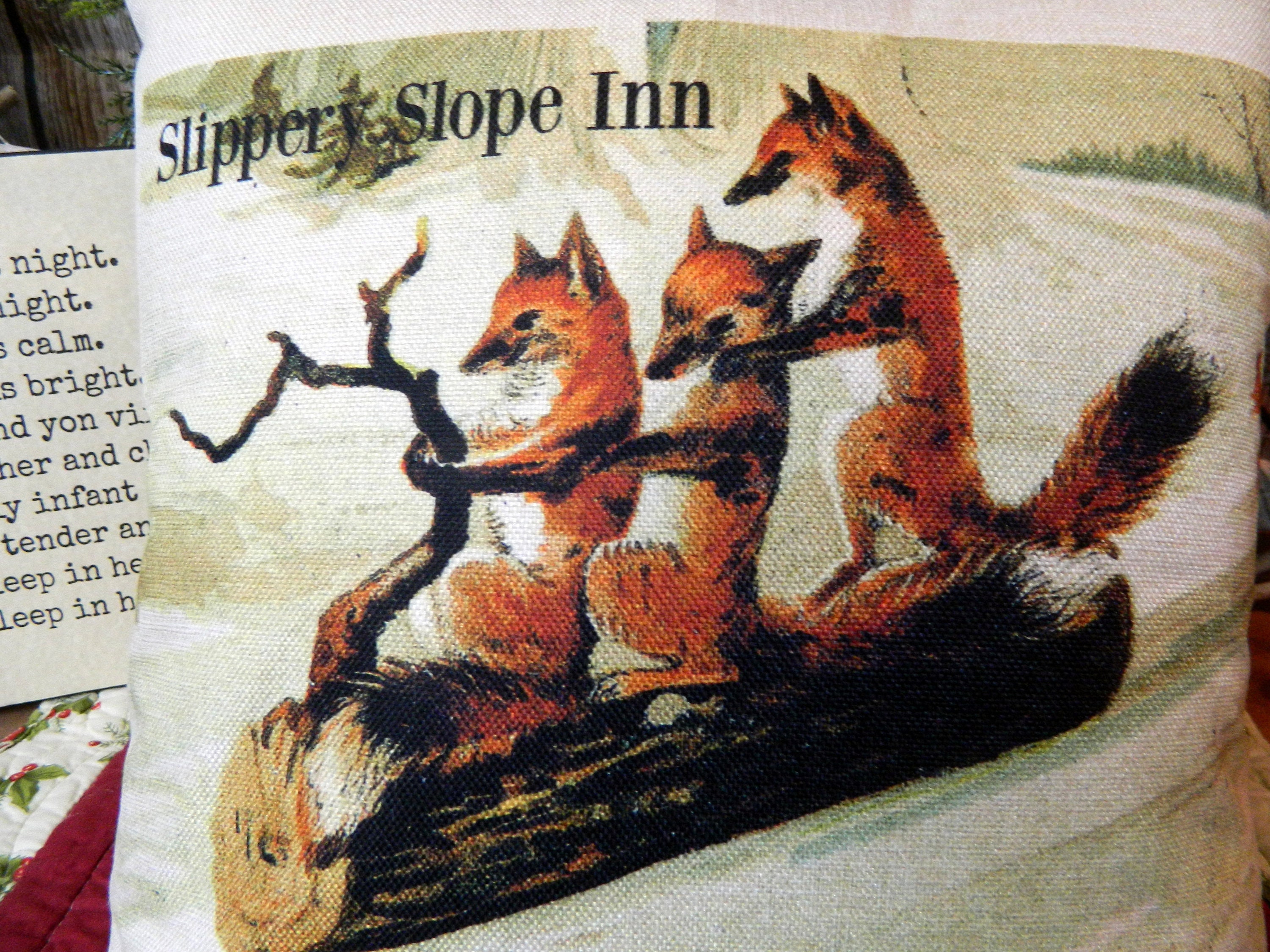 Slippery Slope Inn Red Fox Pillow Fox Pillow Fox Lover - Etsy