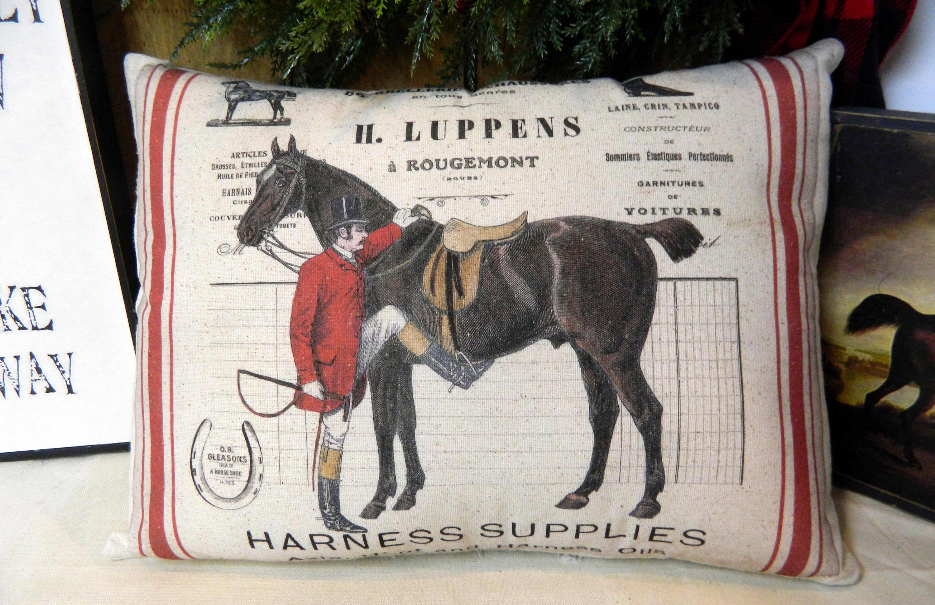 Farmhouse Horse and Rider Pillow - Farmhouse Cotton Pillow - Etsy