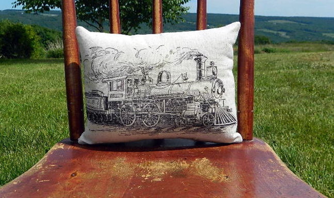 Train Pillow Locomotive Pillow Railroad Decor Train Decor | Etsy