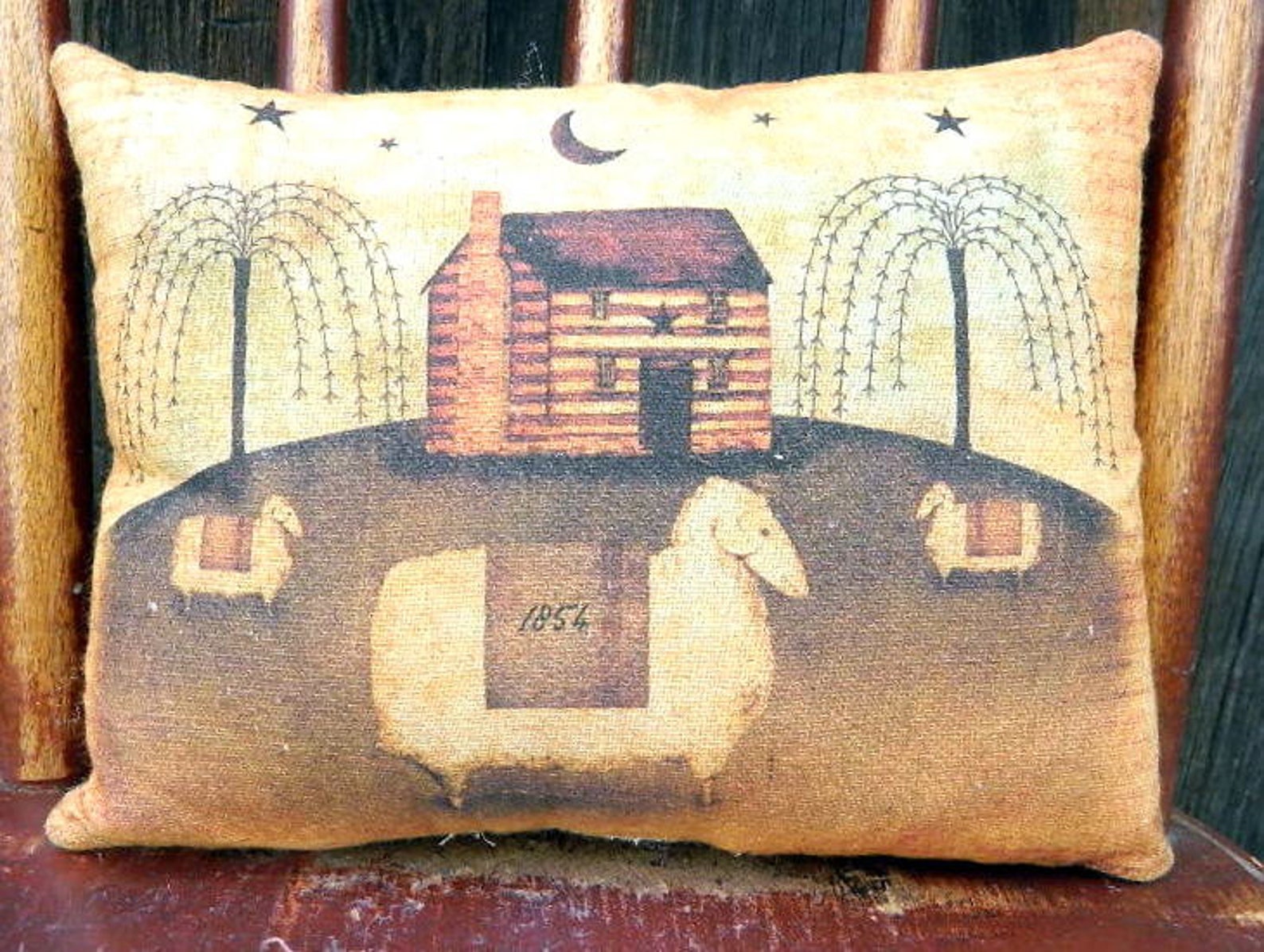Sheep With Cabin Pillow Handmade Pillow | Etsy