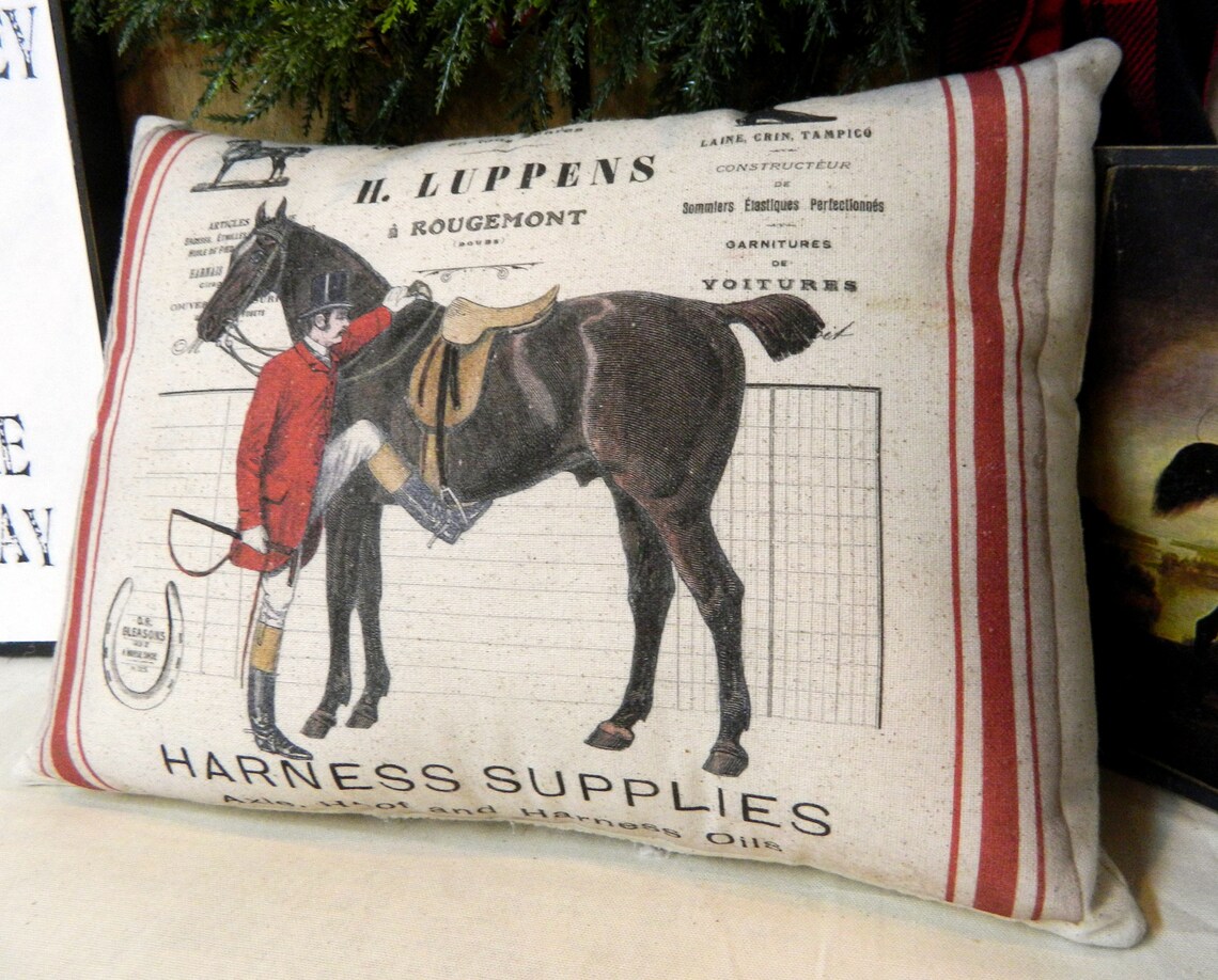 Farmhouse Horse and Rider Pillow - Farmhouse Cotton Pillow - Etsy