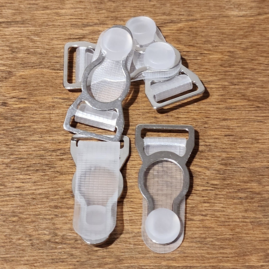 100 X Garter Belt Buckles in Shiny Silver With Silicone Tabs 12mm 1/2 ...