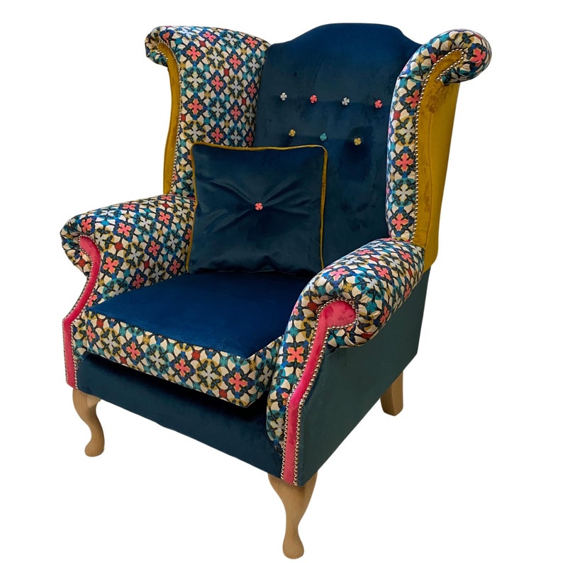 RIO Signature Wingback Armchair in Chorus Patternistas Print - Etsy
