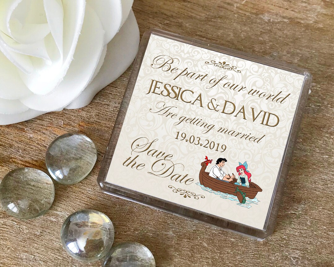 Gold Little Mermaid Save the Date Magnets. Fairytale Wedding. Little ...
