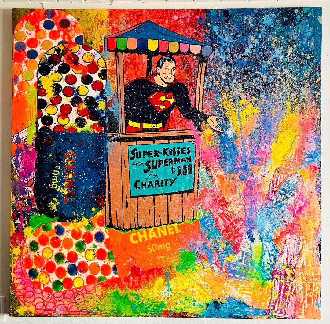 Mr Clever Art ORIGINAL PAINTING on CANVAS 5ft X 5ft Wood Framed Pop Art ...