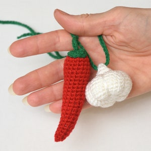 Red Pepper Garlic Car Rear View Mirror Crochet Chili Pepper Toy Car ...