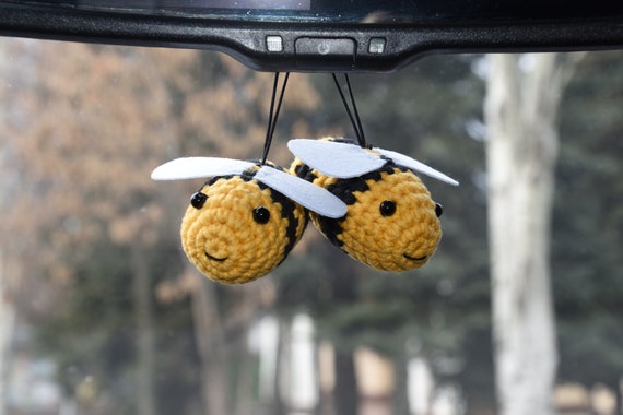 1 or 2 Crochet Bee Toy Car Rear View Mirror Tiny Bee Car | Etsy