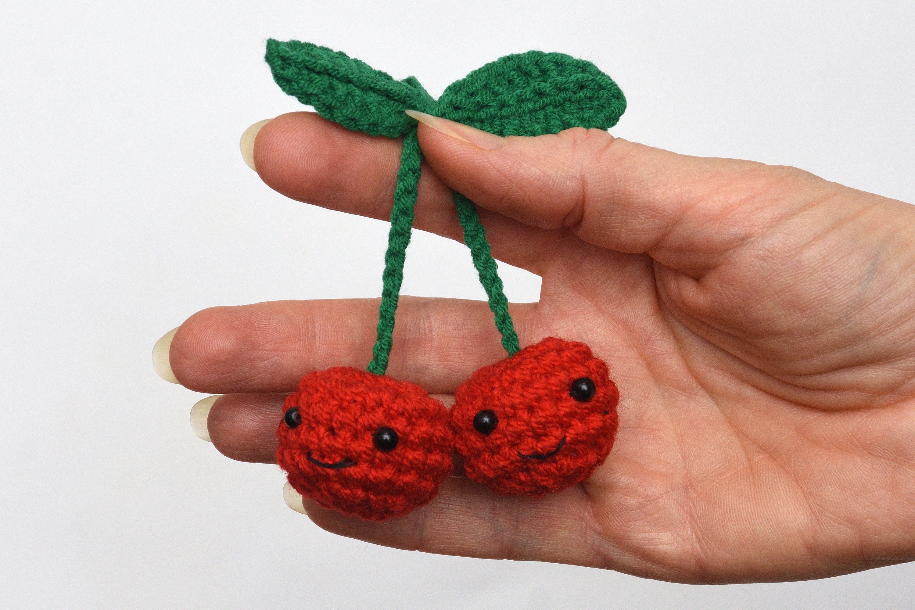 Crochet cherry toys knitted fruits smile face toy stuffed toys | Etsy
