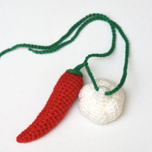Red Pepper Garlic Car Rear View Mirror Crochet Chili Pepper Toy Car ...