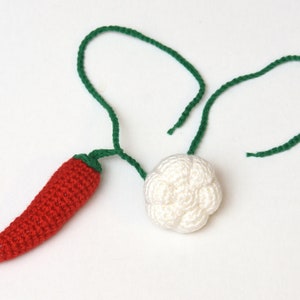 Red Pepper Garlic Car Rear View Mirror Crochet Chili Pepper Toy Car ...