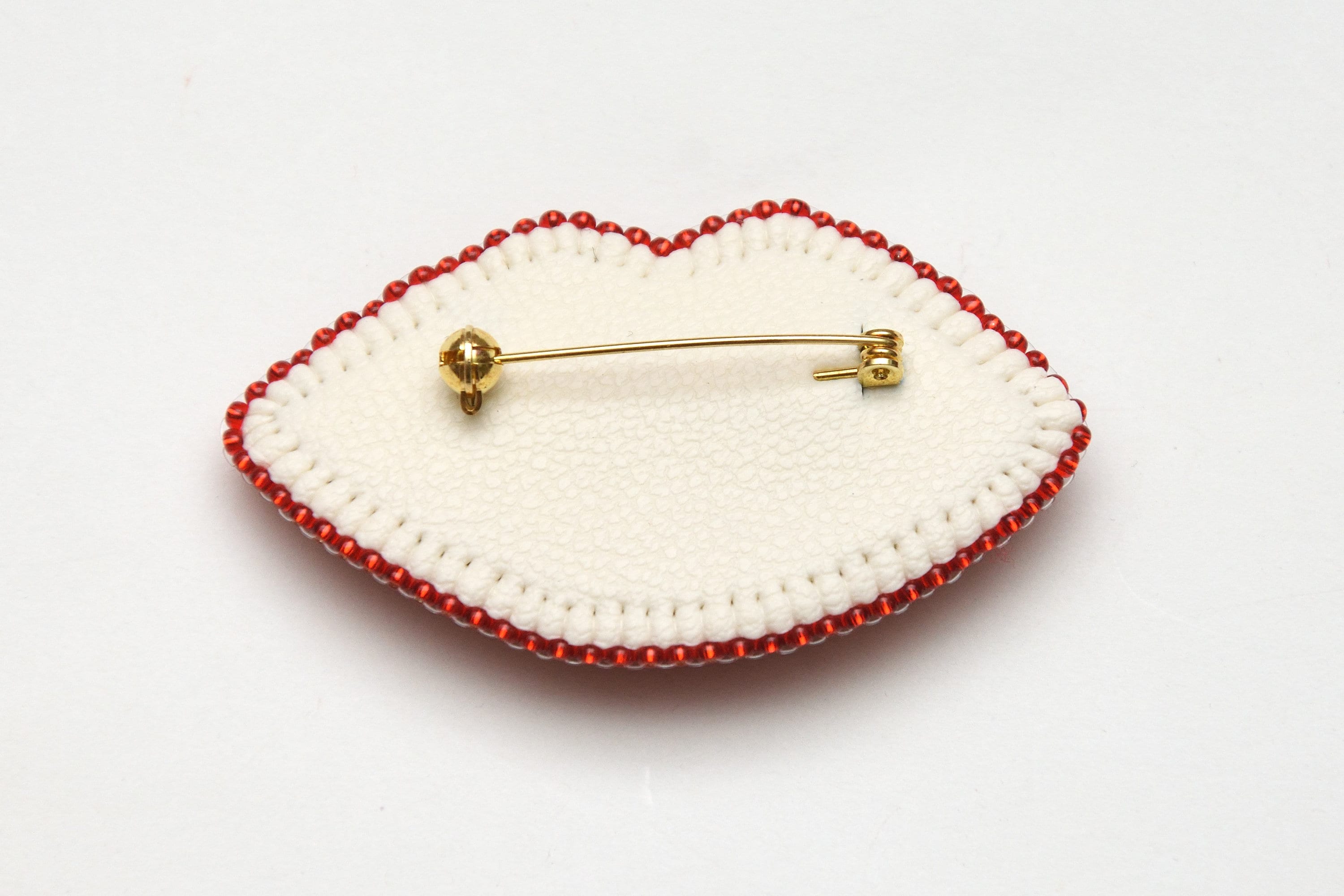 Beaded Brooch Lips Pin up Jewelry Kiss Brooch Smiling Lips Teeth Makeup ...