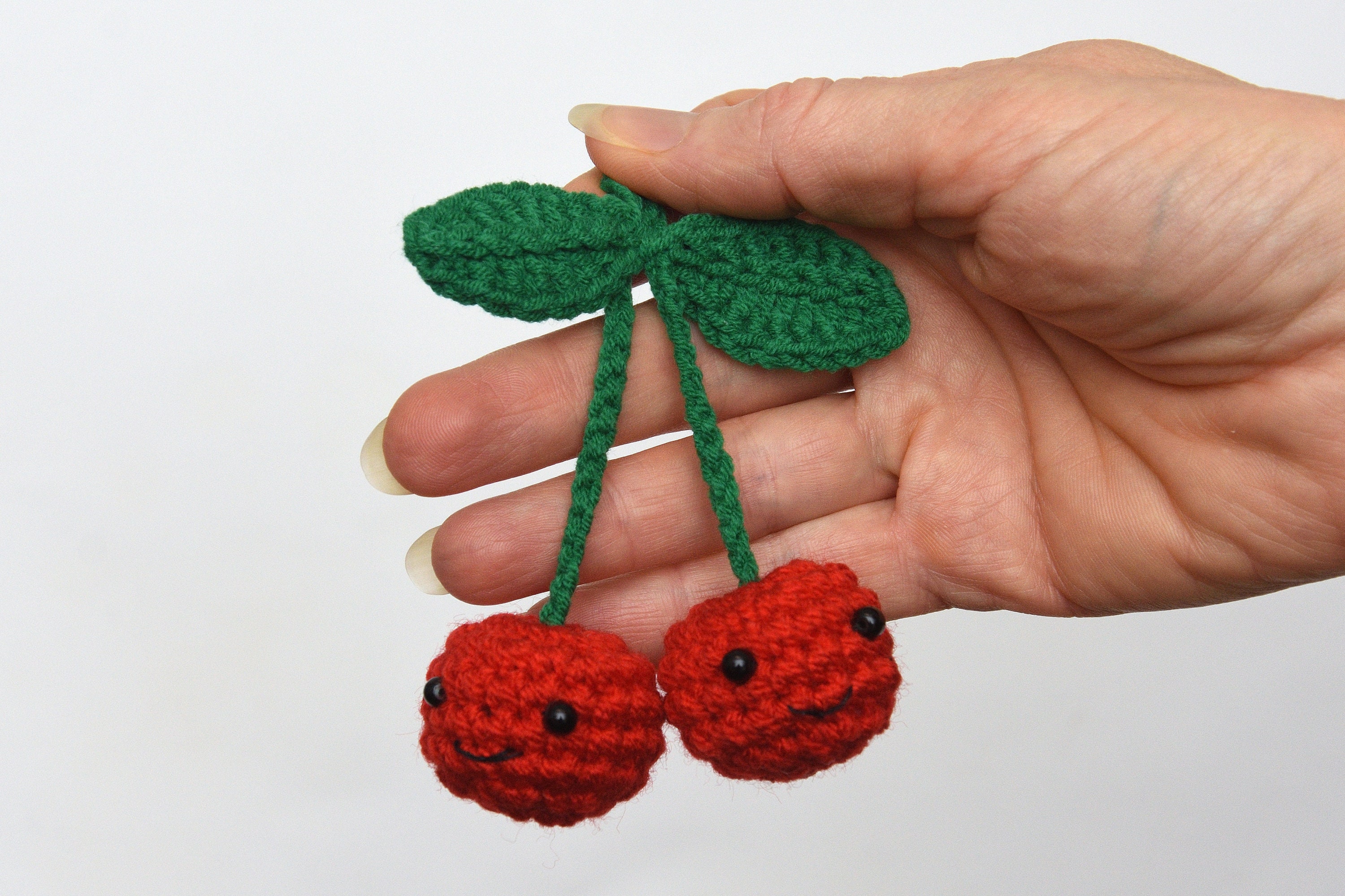 Crochet cherry toys knitted fruits smile face toy stuffed toys | Etsy