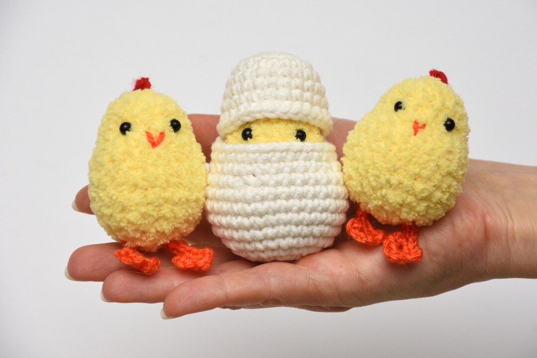 Plush Crochet Chicken Toy Easter Crochet Hen Toy Kids Gift Miniature ...