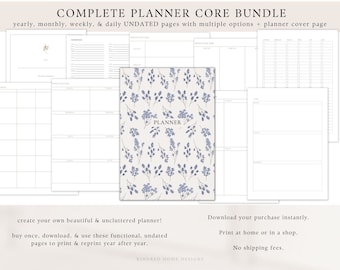 Complete Planner Bundle Instant Download, Undated, Year, Month, Week ...