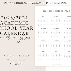 Printable Academic School Year Calendar Bundle, 2023, 2024, 2025, Year ...