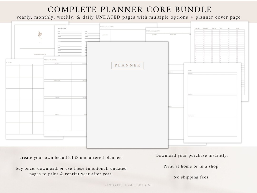 Complete Planner Bundle Instant Download, Undated, Year, Month, Week ...