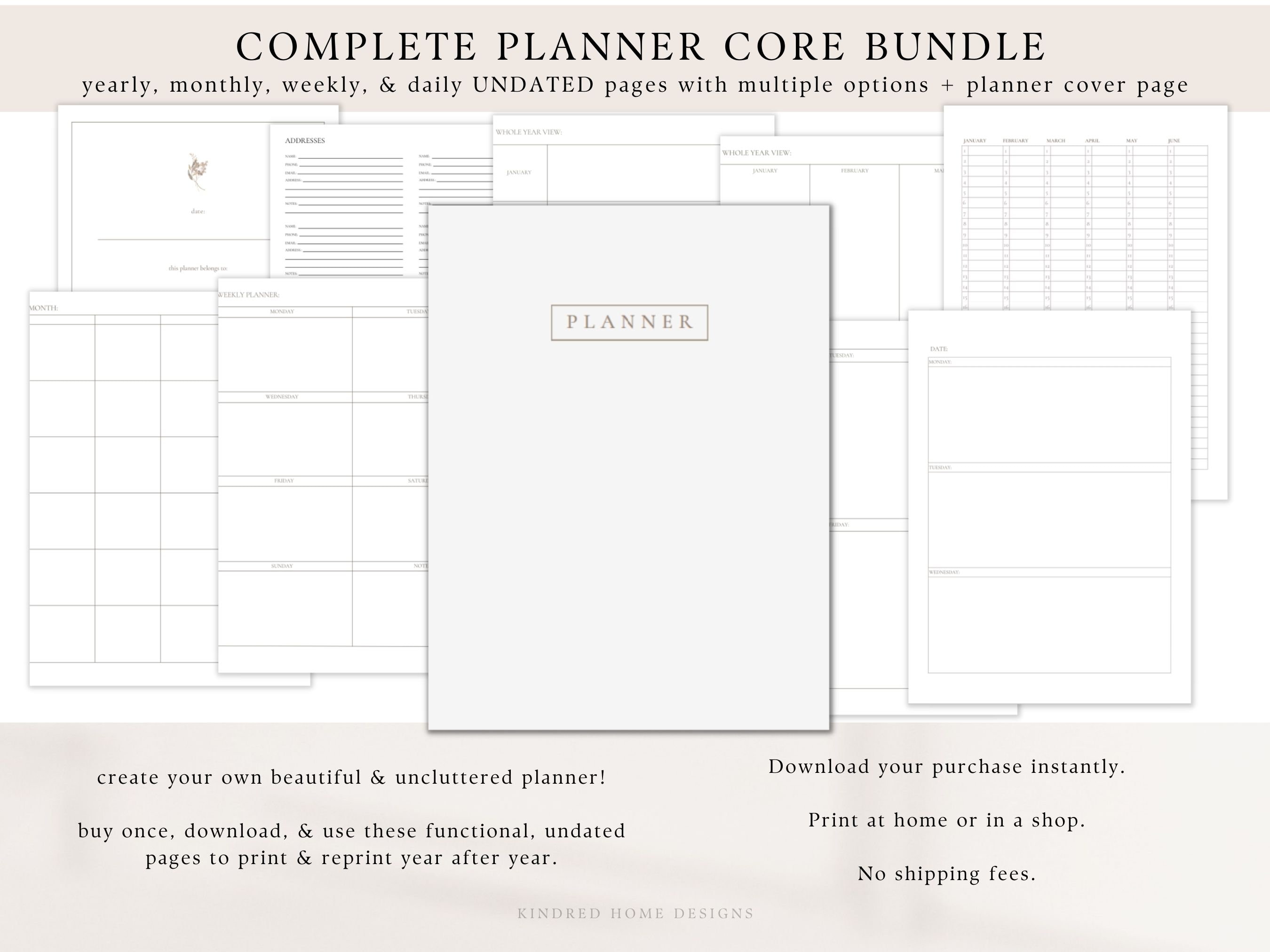 Complete Planner Bundle Instant Download, Undated, Year, Month, Week ...