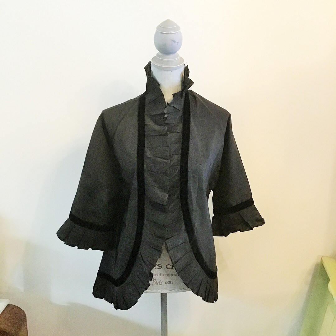 Jacket- Stunning Victorian, Edwardian Ruffled Velvet and Gabardine ...