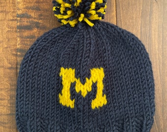Newborn Crochet Football Hat University of Michigan Photo Prop Baby ...
