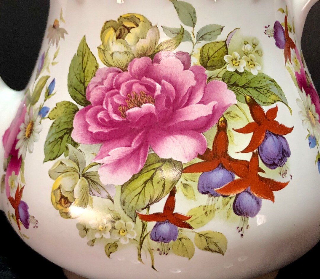 Vintage Arthur Wood & Son Teapot ~ Gold Trim ~ Fuchsia, Rose and Peony ...