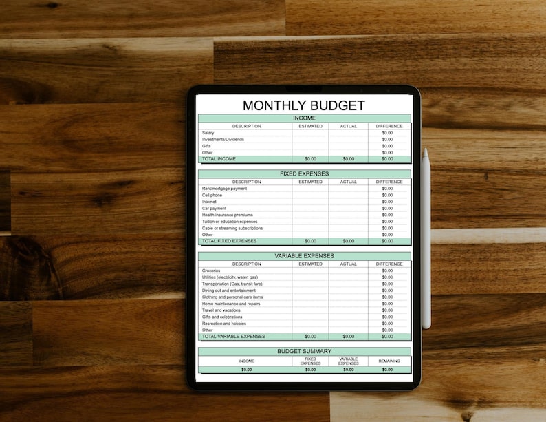 Monthly Budget Tracker: Minimalist Finance Planner (google Sheets) - Etsy