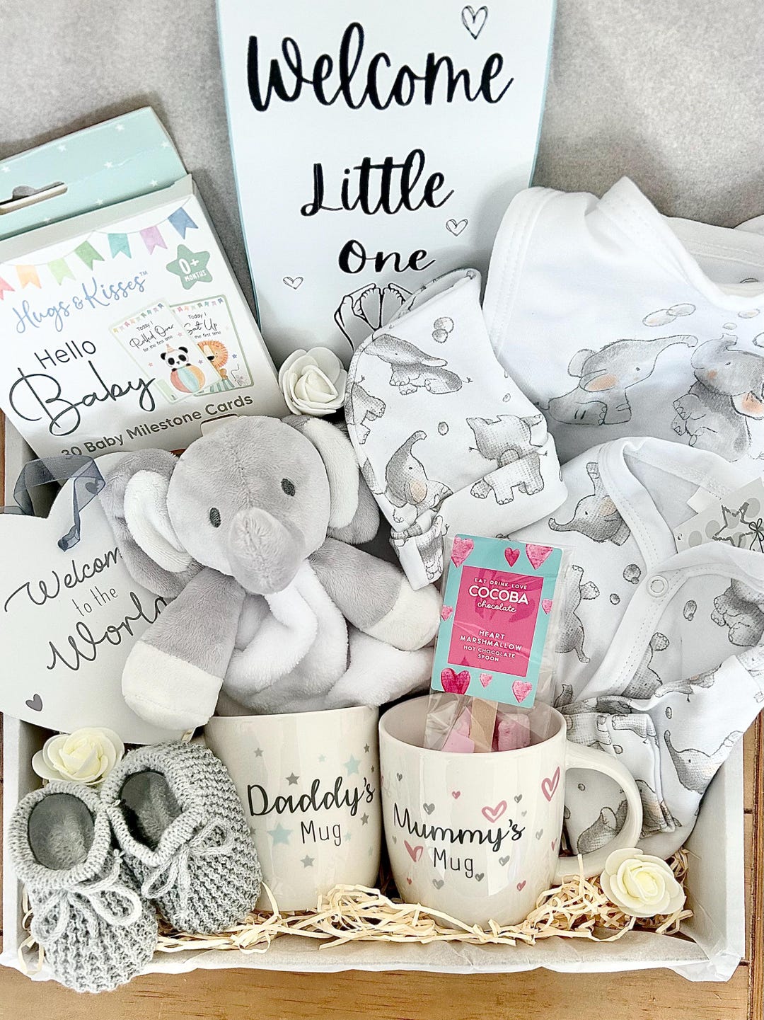 Baby Unisex Hamper Gift Set, New Parents Gift Set, New Baby Gift, Baby ...