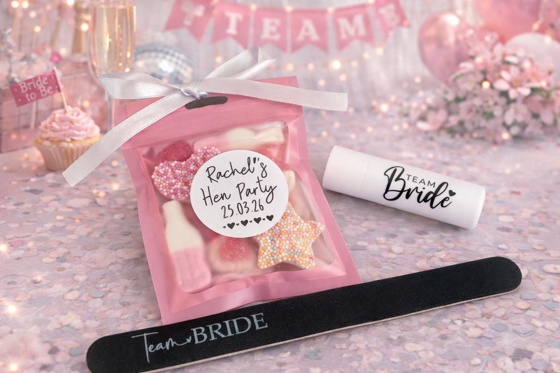 Personalised Hen Party Sweets Candy Pouches Hen Do Party Favours Treat ...
