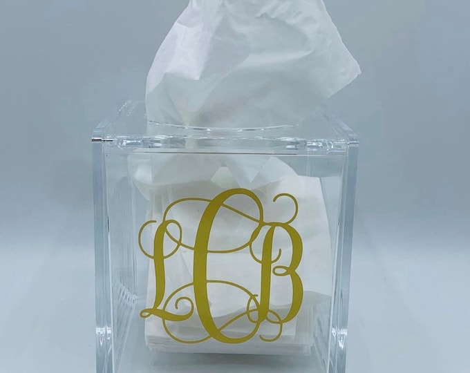 Monogrammed Linen Tissue Box Cover Bookman Monogram, Monogrammed Gift ...