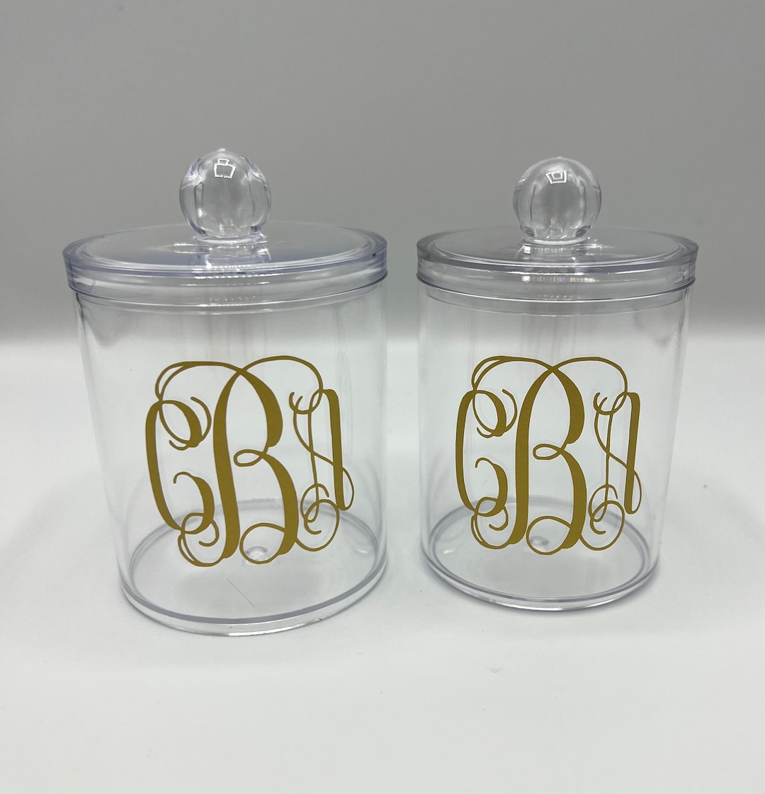 Set of Two: Personalized Bathroom Containers - Etsy