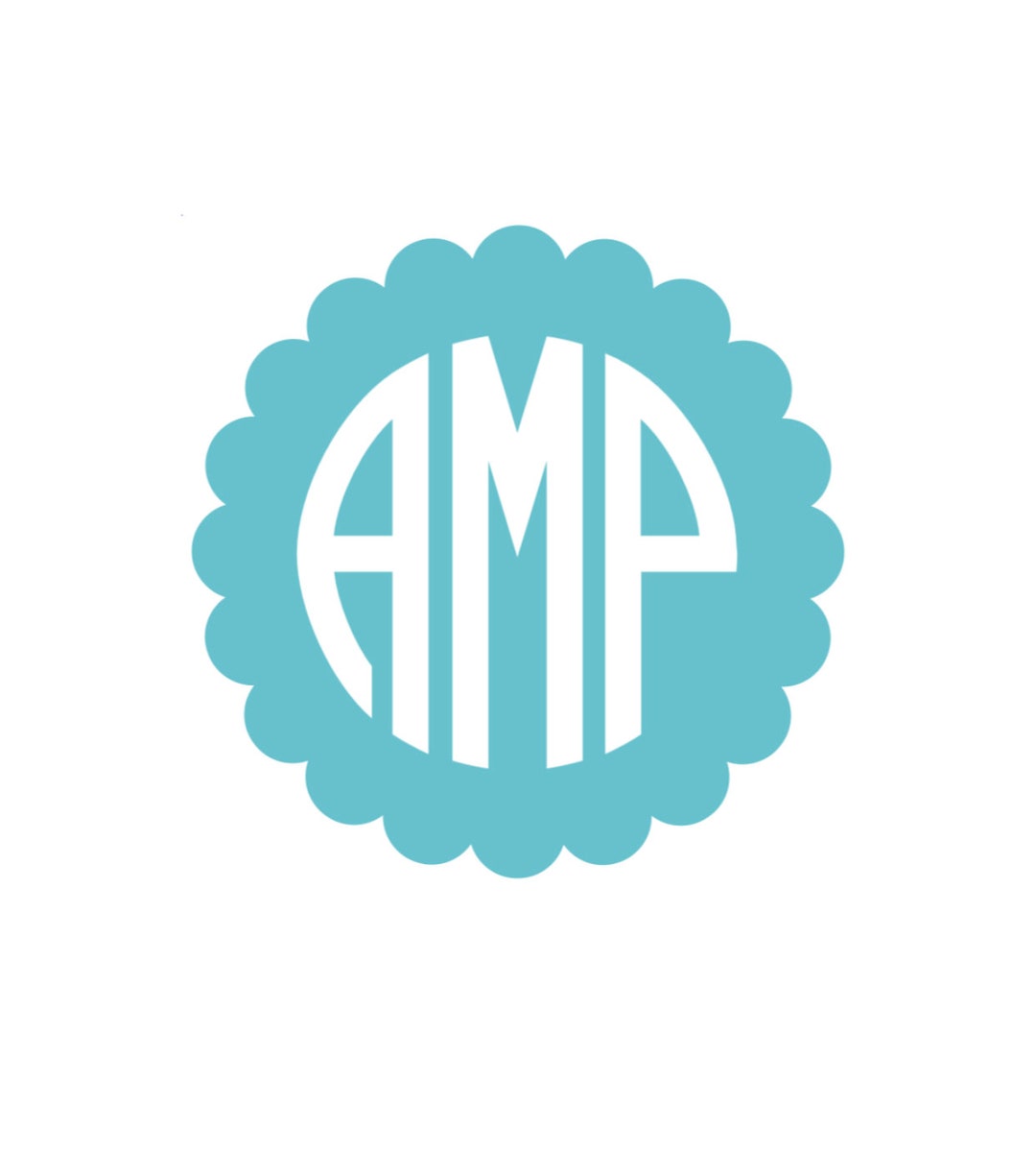 Vinyl Scalloped Monogram Vinyl Decal (up to 5”) - Etsy