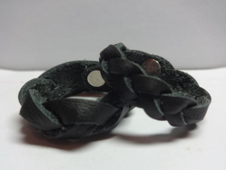 Leather Rings Set of 2 Braided Leather Ringsbraided Leather | Etsy