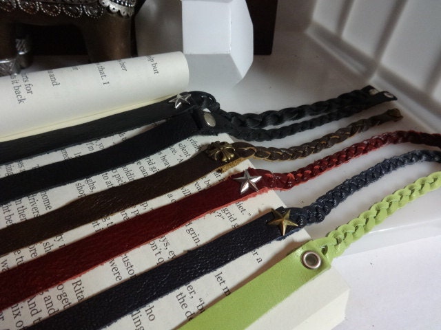 Braided Leather Bookmarks braided leather book ribbons | Etsy