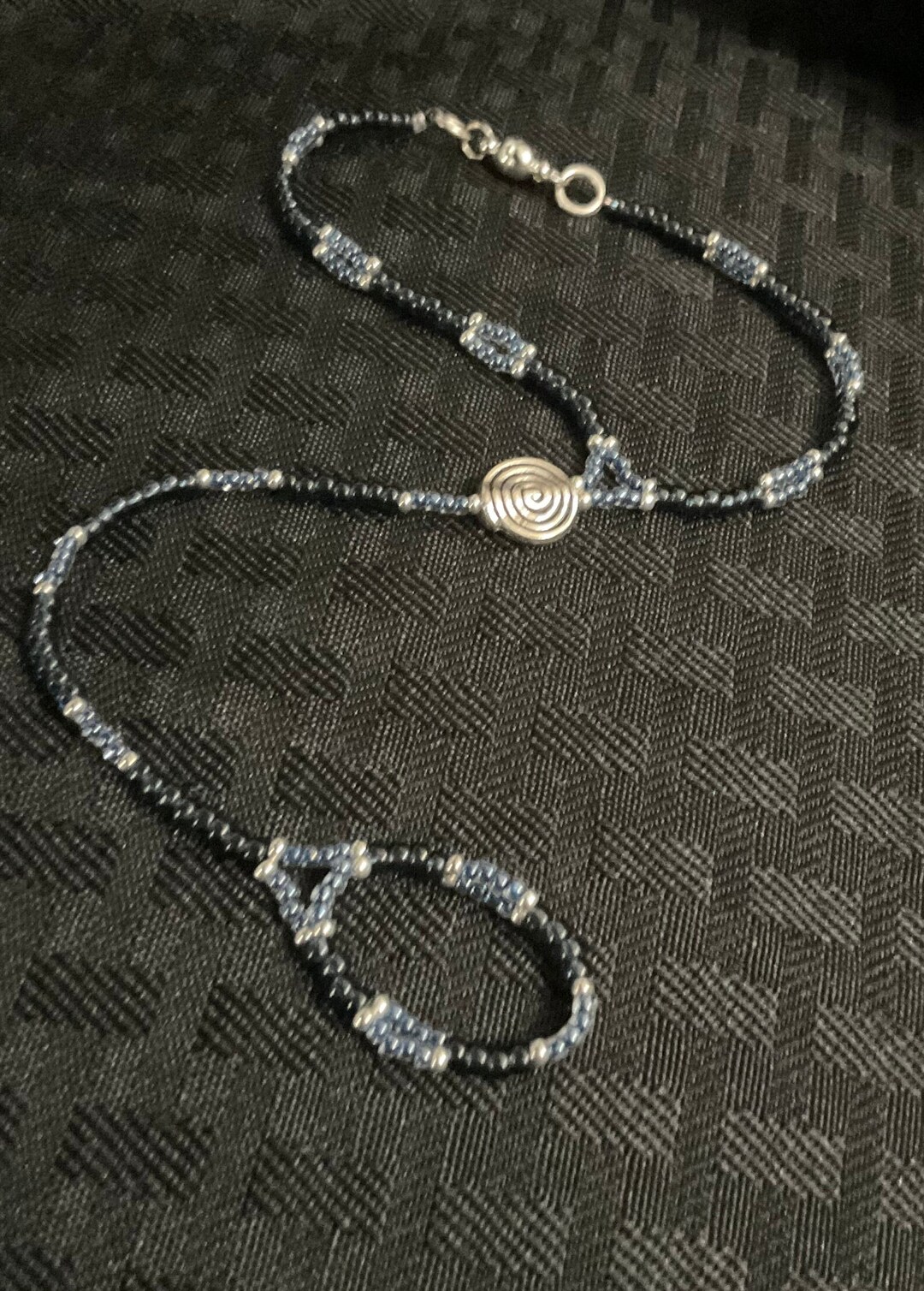 Blue Hand Chain, Slave Bracelet in Blue, Beaded Hand Chain, Beaded Hand ...