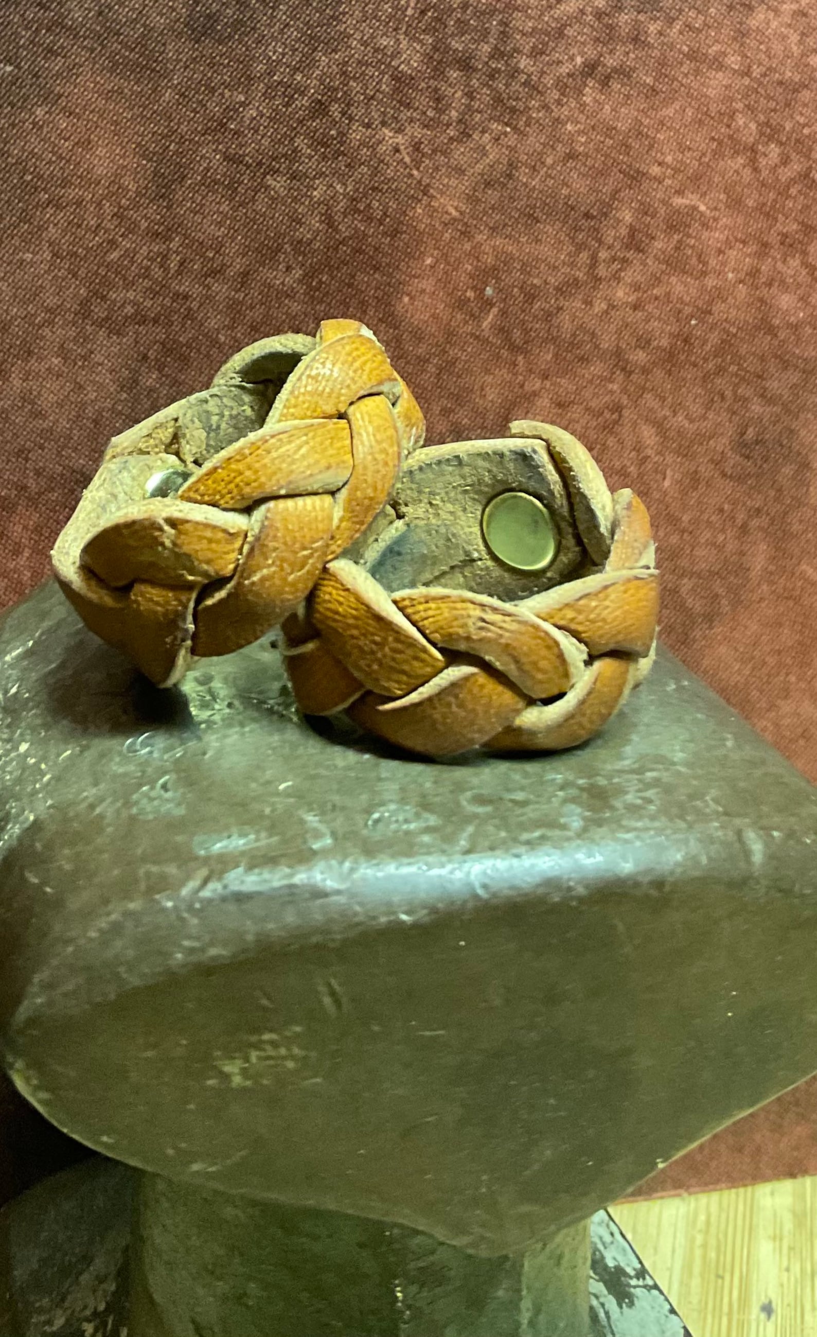 Leather Rings Set of 2 Braided Leather Ringsbraided Leather | Etsy