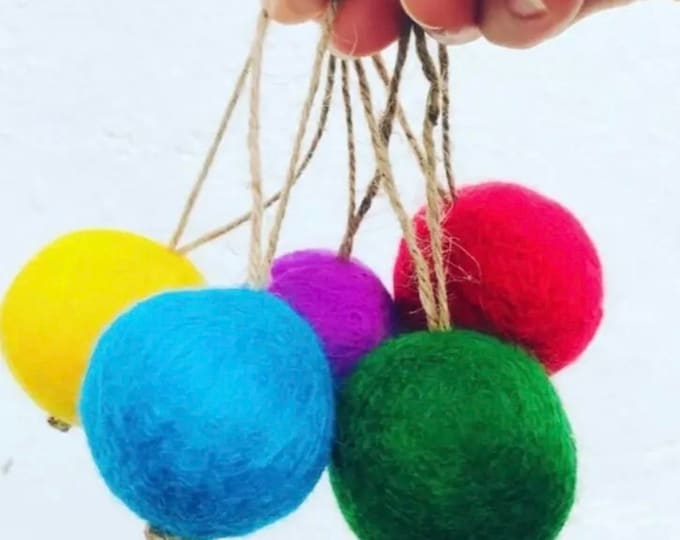 Rainbow Baubles, Sustainable Baubles, Eco Baubles, Felted Baubles ...