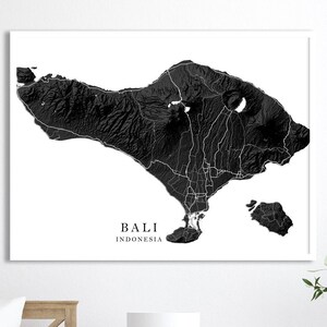 Bali Map of Bali Poster Print, Balinese Island Black and White Prints ...