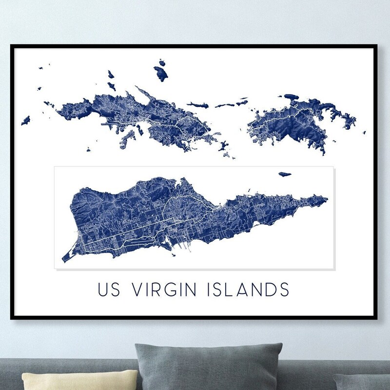 Virgin Islands Map - Etsy