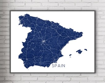 Spain Map Abstract Watercolor Art Print Wall Decor - Etsy