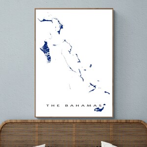 The Bahamas Map Print, Nassau, Andros Island, Grand Bahama, Caribbean ...