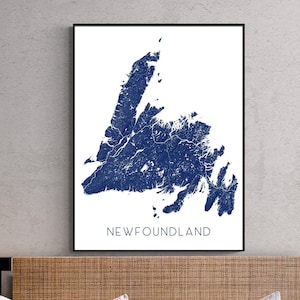 Newfoundland Map Print Poster, Topographic Landscape Map of ...