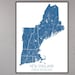 New England Map Print, Topographic Map of New England Art Poster ...